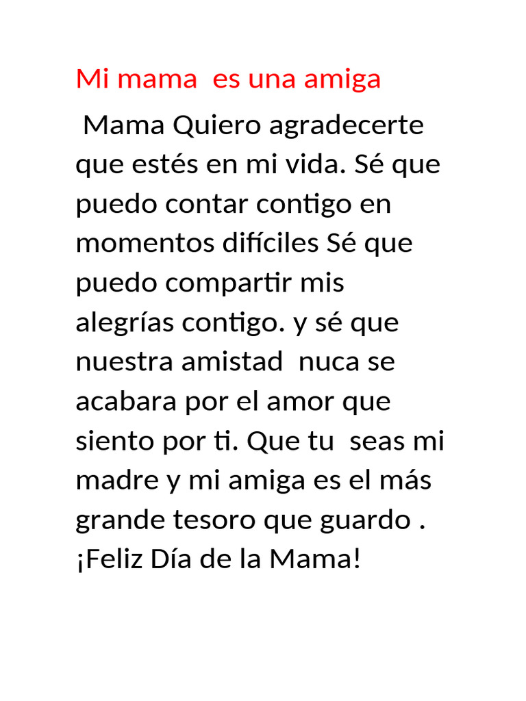 Mi Mama Es Una Amiga | PDF