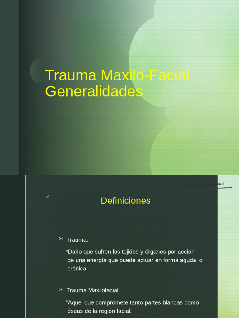 Trauma Maxilo Facial Generalidades | PDF | Hueso | Cráneo