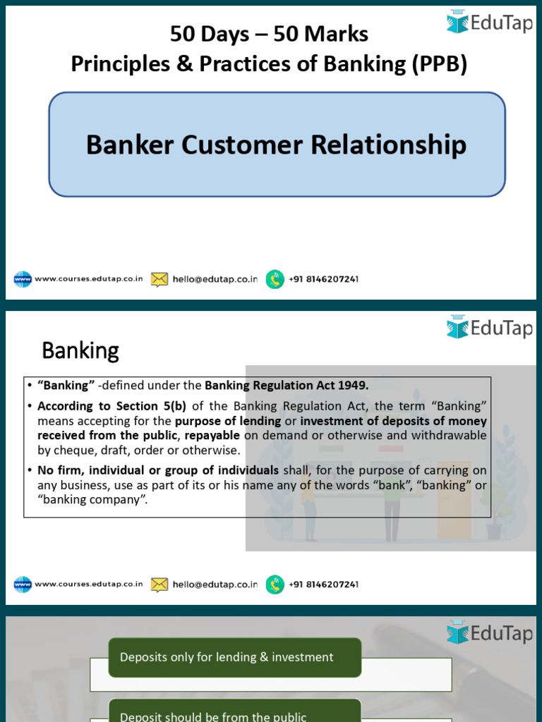 50 Days 50 Marks Principles & Practices of Banking (PPB) : Banker ...
