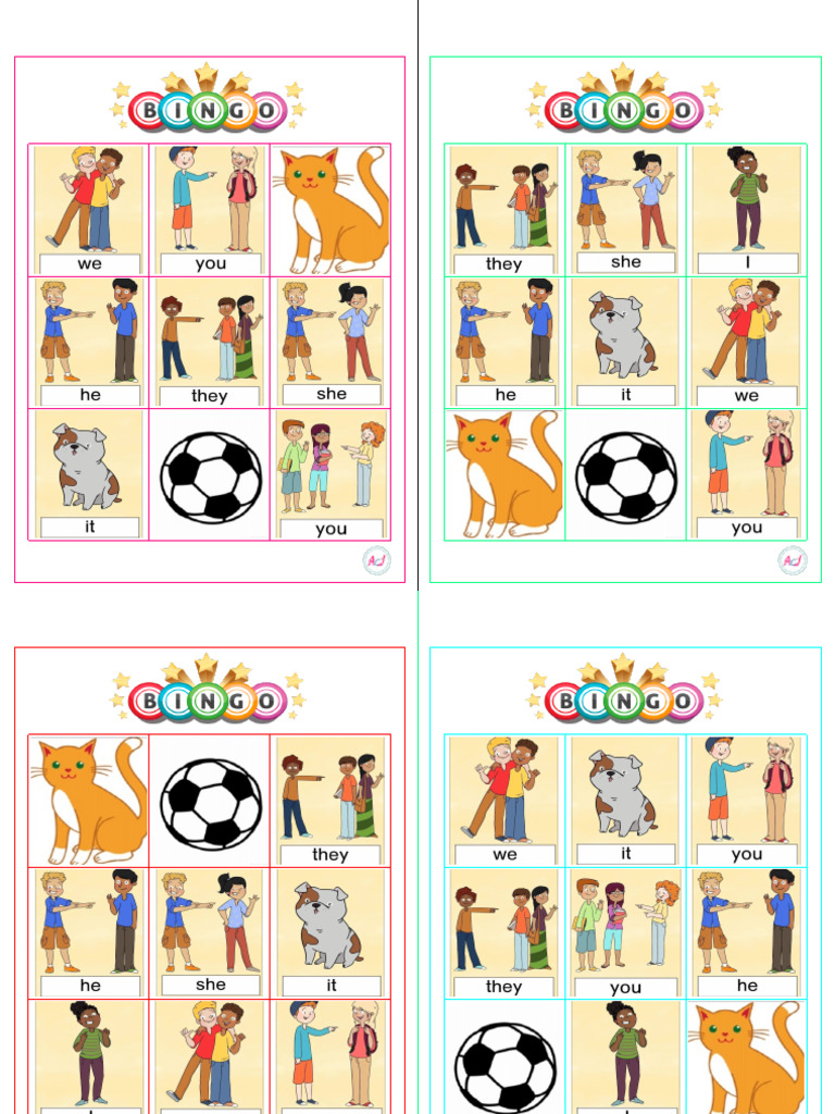 BINGO PERSONAL PRONOUNS | PDF