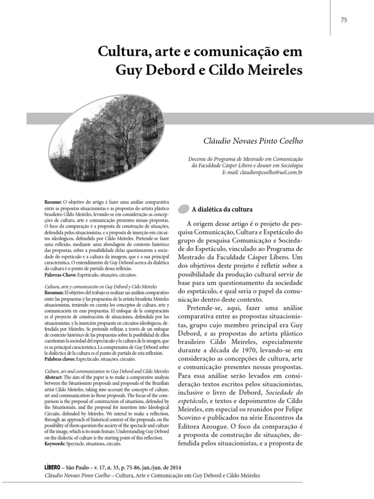 Cultura, Arte e Comunicação em Guy Debord e Cildo Meiredes. Artigo ...