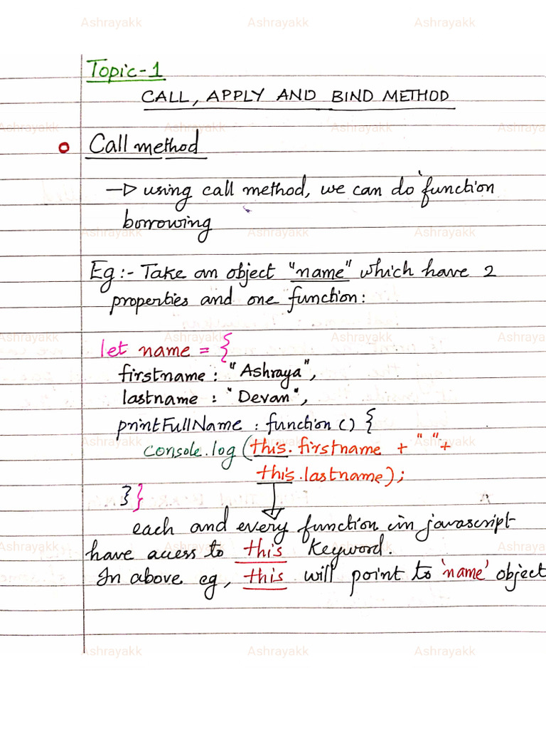 Call Apply and Bind Method | PDF