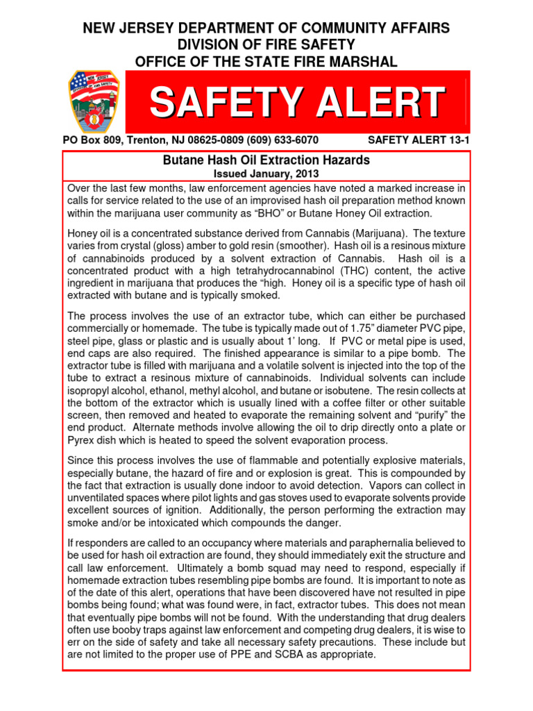 Safety Alert 13-1 Hash Oil | PDF | Cannabis