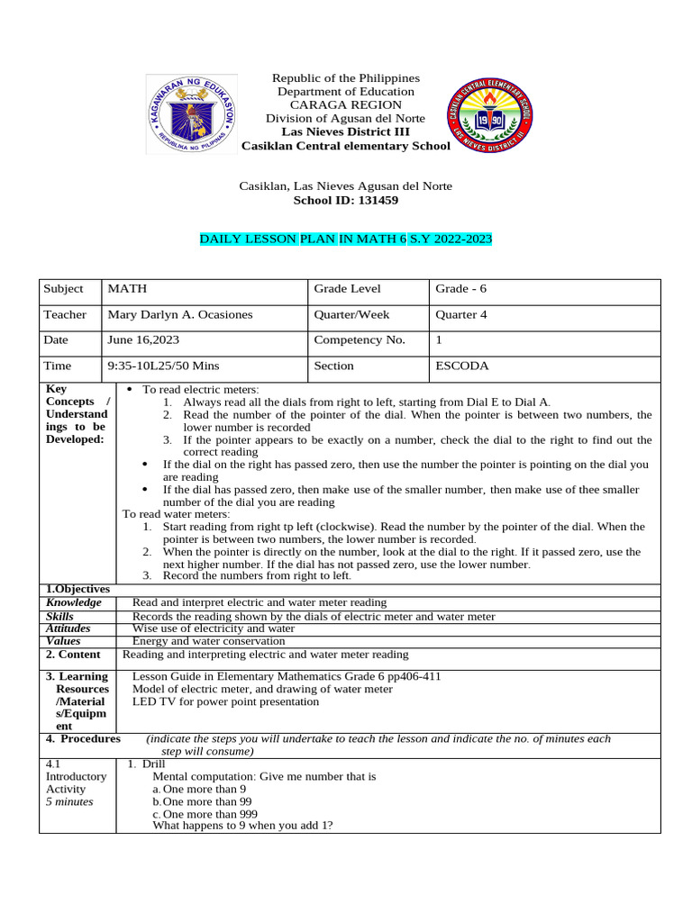 COT_DLP_MATHEMATICS 6 77 | PDF | Water | Behavior Modification