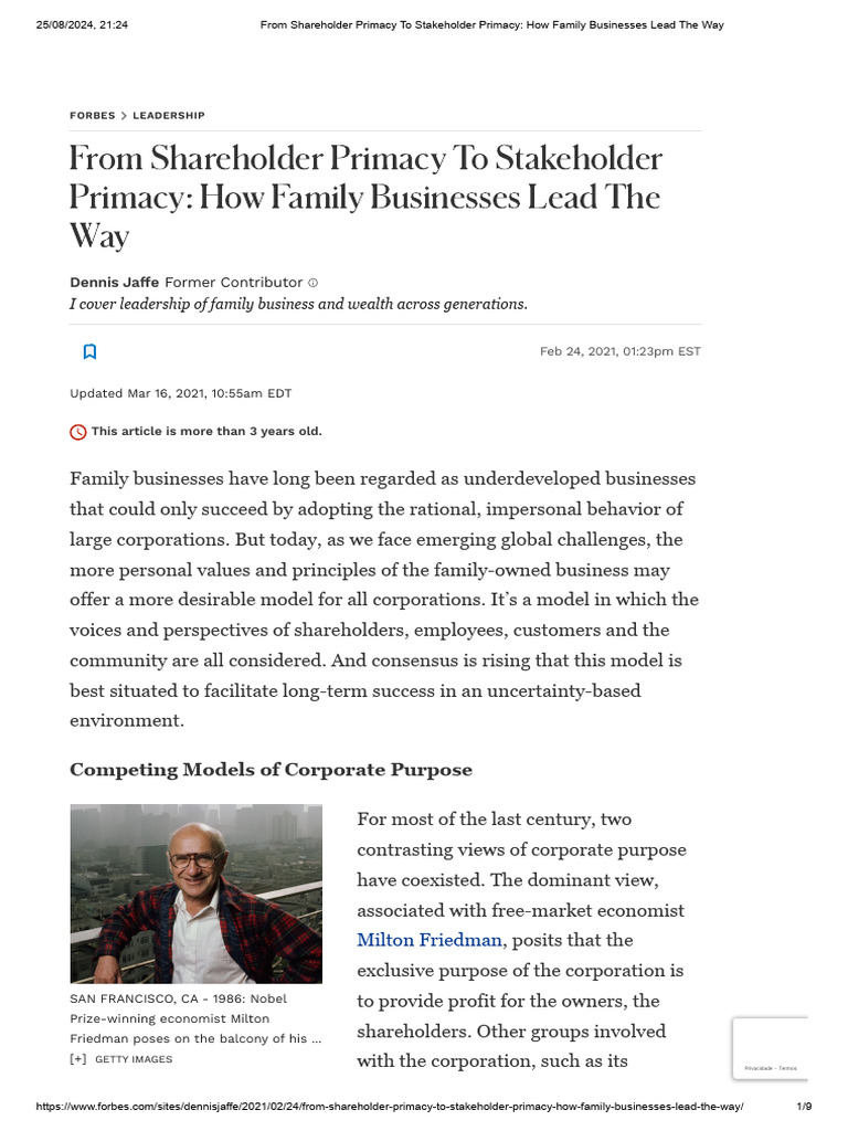 From Shareholder Primacy To Stakeholder Primacy - How Family Businesses ...