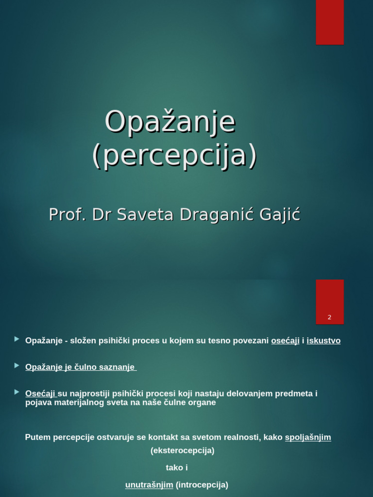 05 Opazanje I Poremecaji Opazanja | PDF