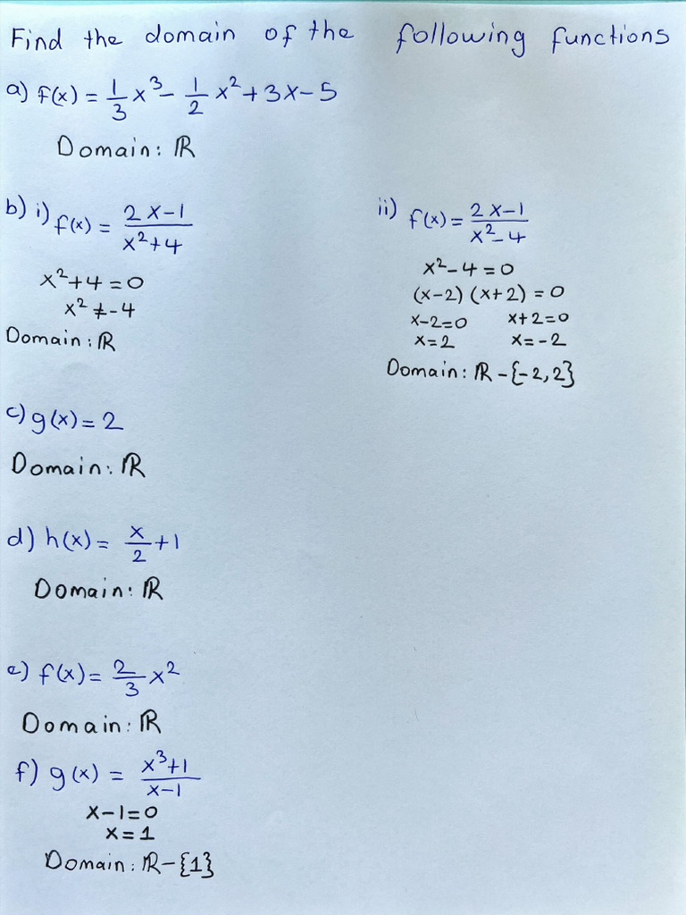 MATH 104 - Tutorial 1 (Domain of Functions) | PDF
