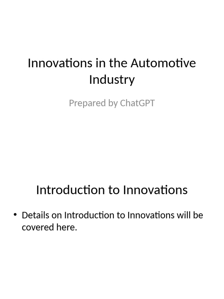 Automotive Industry Innovations Overview | PDF