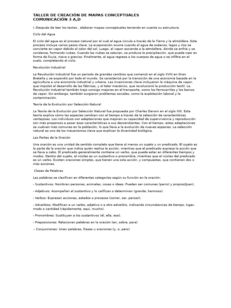 Taller Mapa Conceptual | PDF | Predicado (Gramática) | Vapor de agua