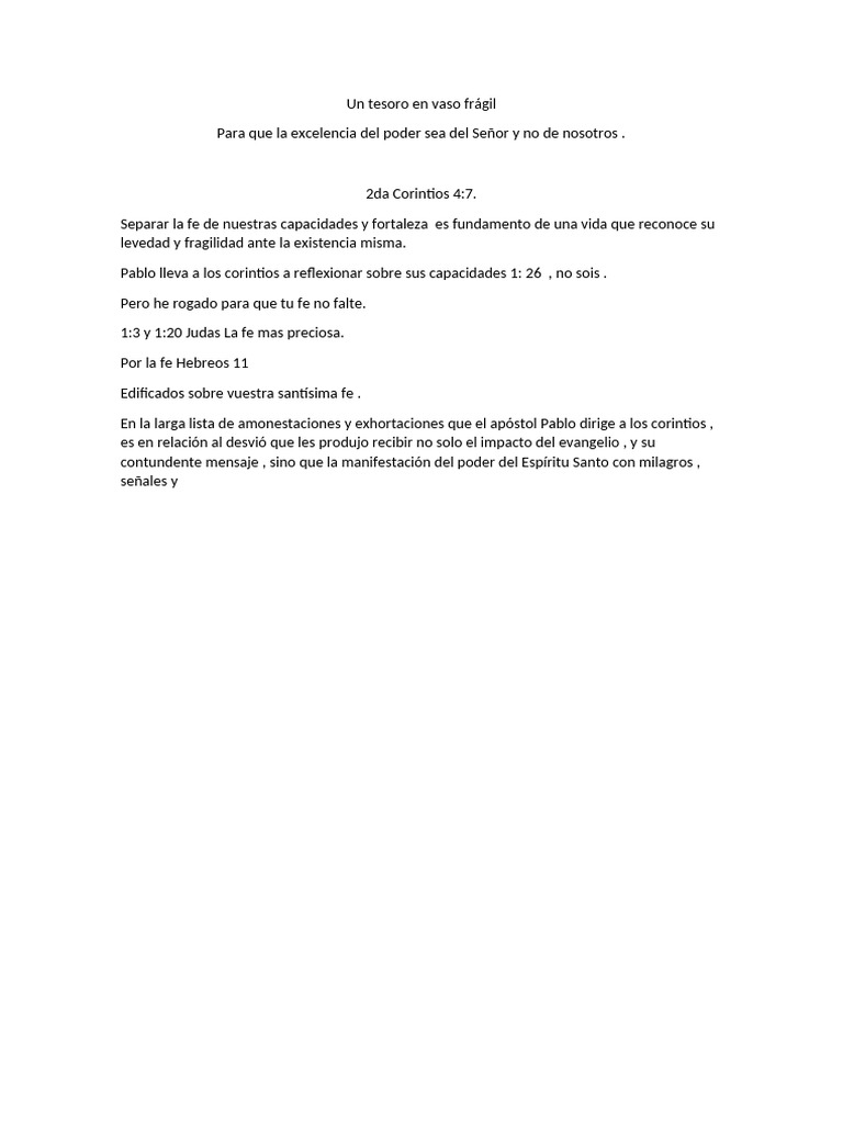 Un Tesoro en Vaso Frágil | PDF