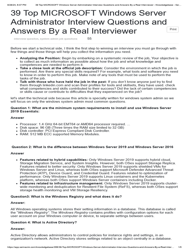 Windows Server Admin Interview Guide | PDF | Group Policy | Port (Computer Networking)