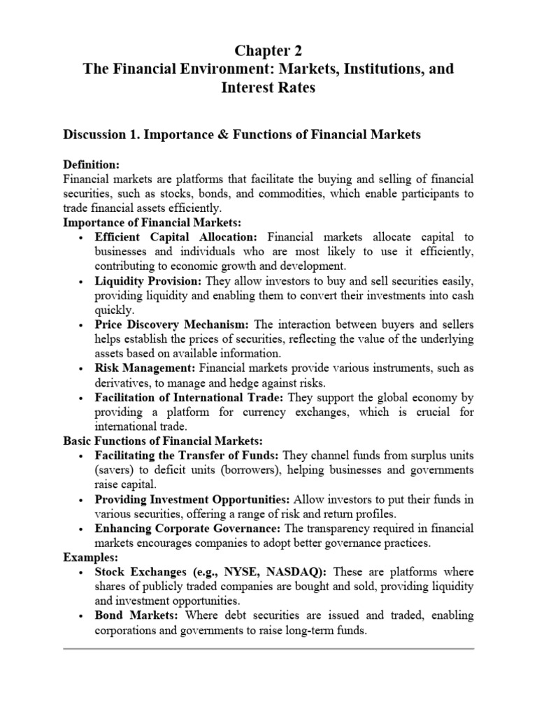 Understanding Financial Environment | PDF | Interest | Financial Markets