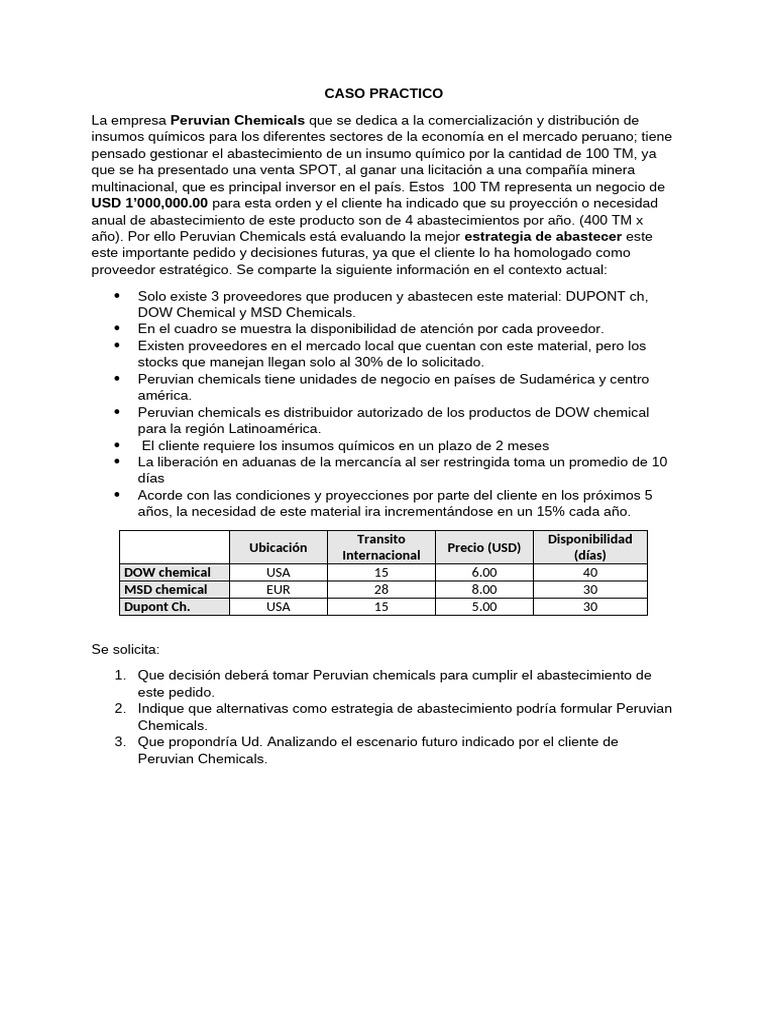 CASO PRACTICO - ESTRATEGIA ABASTECIMIENTO | PDF | Negocios económicos | Business