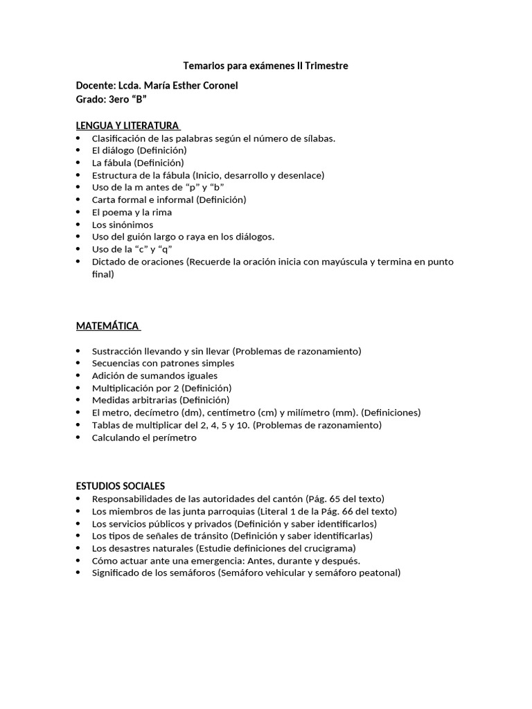 Temarios 3ero B | PDF