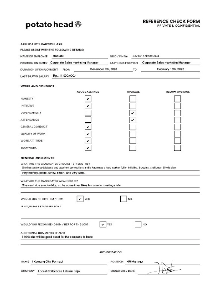 Reference Check Form Blank[1] | PDF