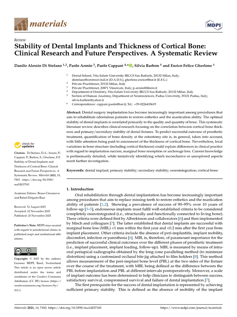 ورقة علمية زراعةmaterials 14 07183 | PDF | Dental Implant
