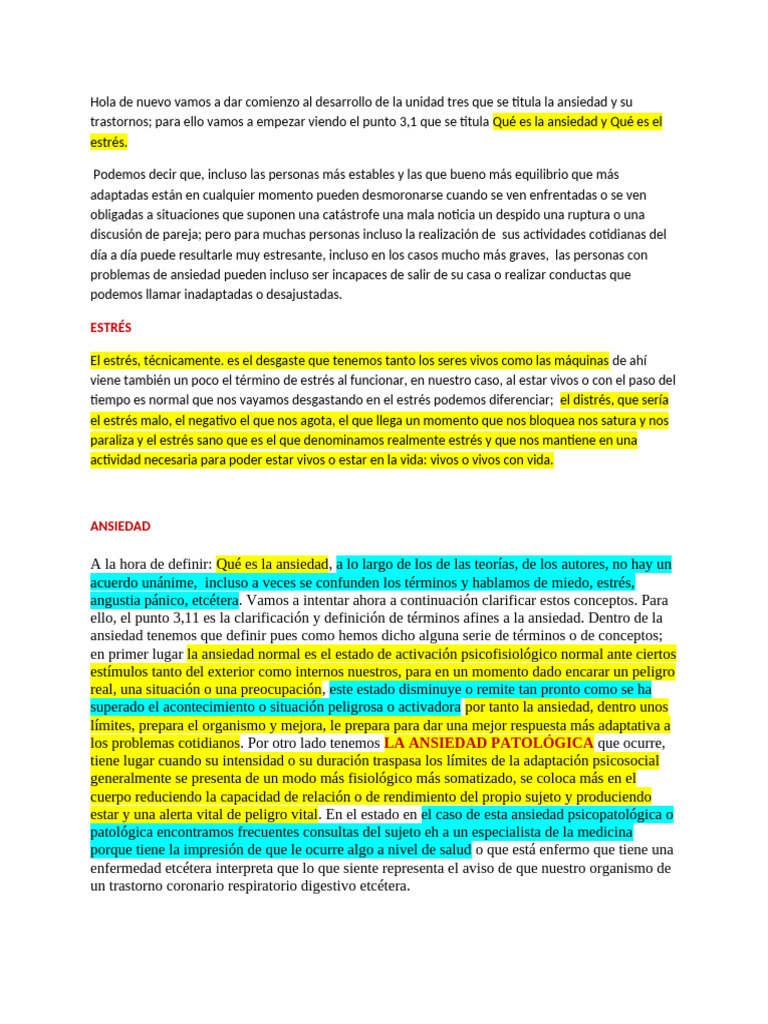 Transcrición tema 1 MOdulo 3 | PDF | Ansiedad | Estrés (biología)