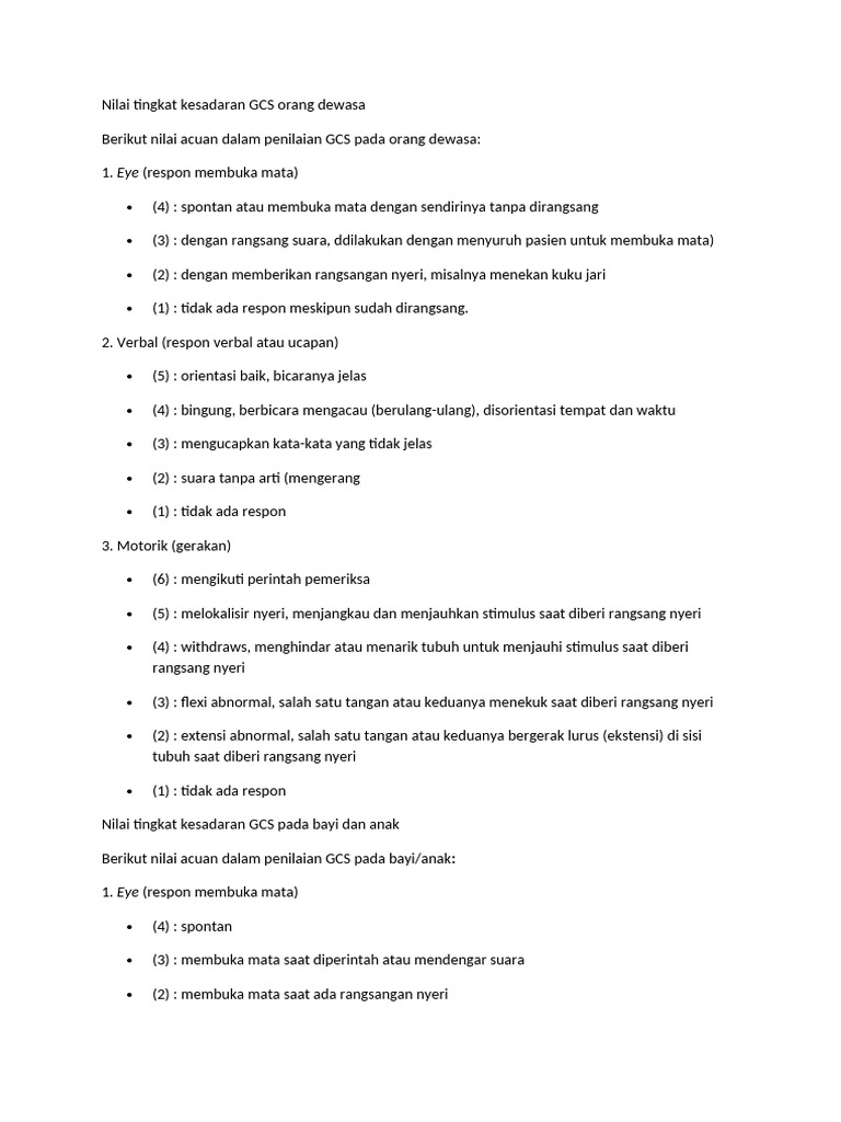 Penilaian GCS pada Dewasa dan Anak | PDF