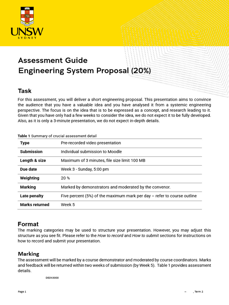 DESN3000 T2 2024 - Assessment Guide - Engineering System Proposal (20 % ...