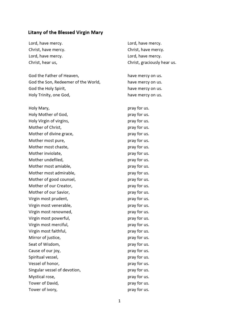 Litany of The Blessed Virgin Mary | PDF