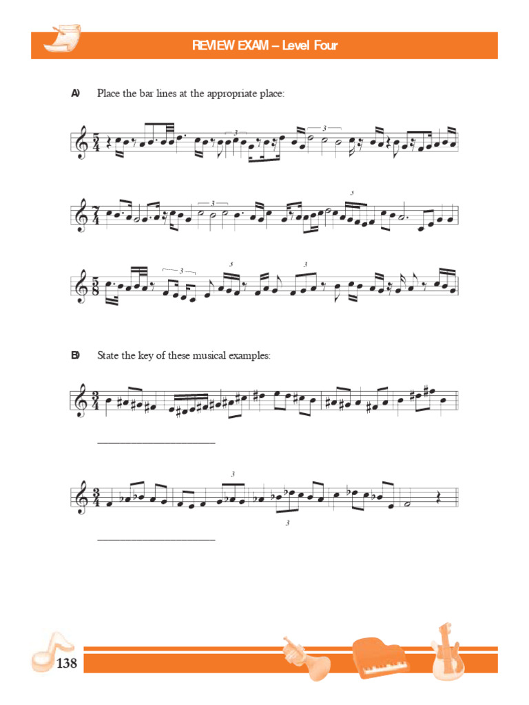 Level Four Music Theory Review Exam | PDF | Chord (Music) | Interval ...