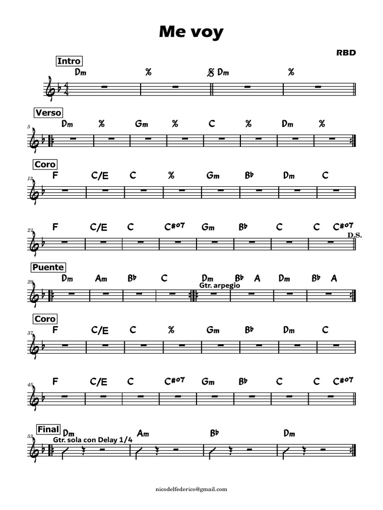 Me Voy - RBD | PDF