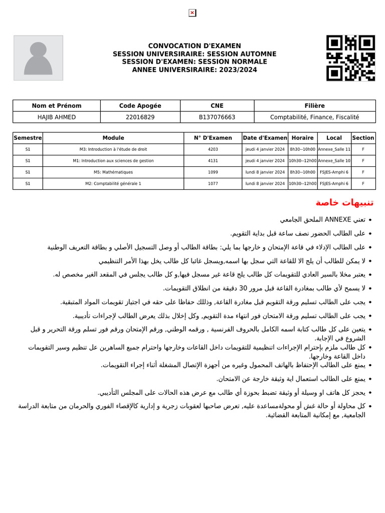 Convocation Examen | PDF