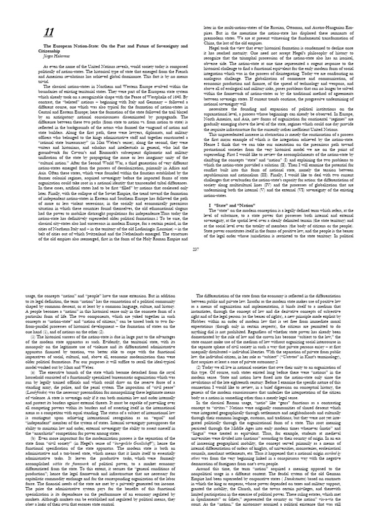 Habermas_ The European Nation State... | PDF | State (Polity) | Citizenship Habermas_ The European Nation State... | PDF | State (Polity) | Citizenship