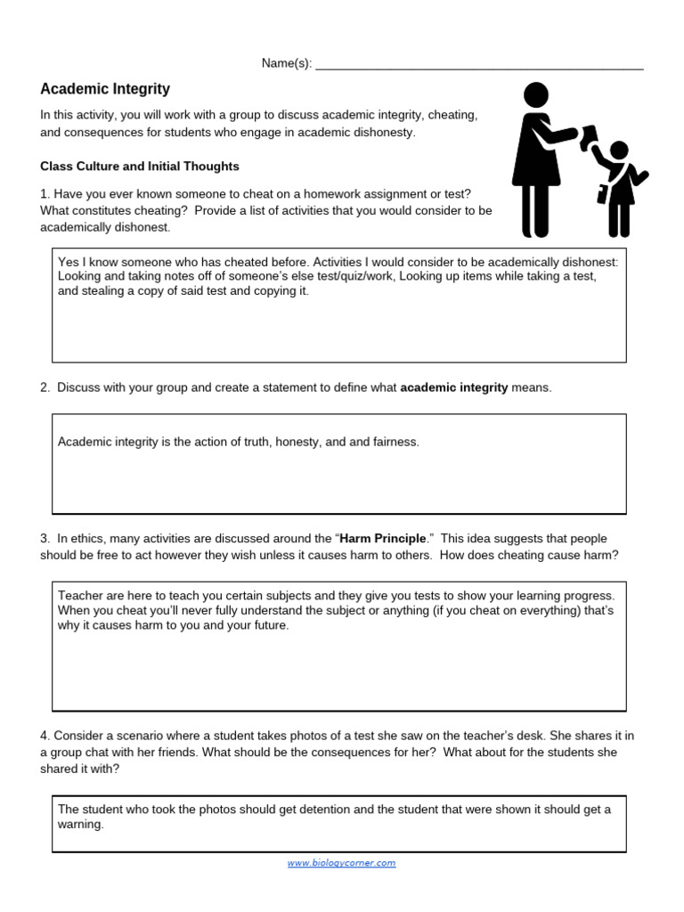 Academic Integrity Activity | PDF | Sea Turtle | Academic Dishonesty