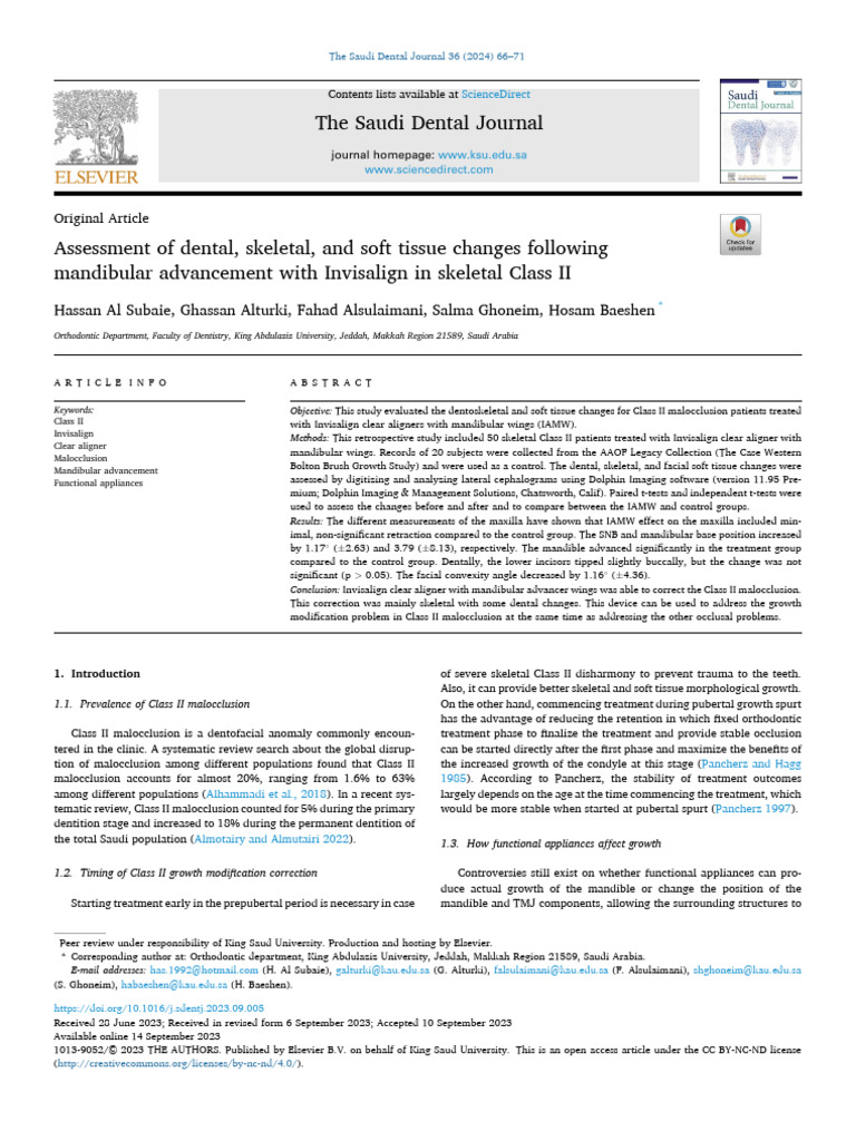 2024 - Al Subaie - Assessment of Dental, Skeletal, and Soft Tissue ...