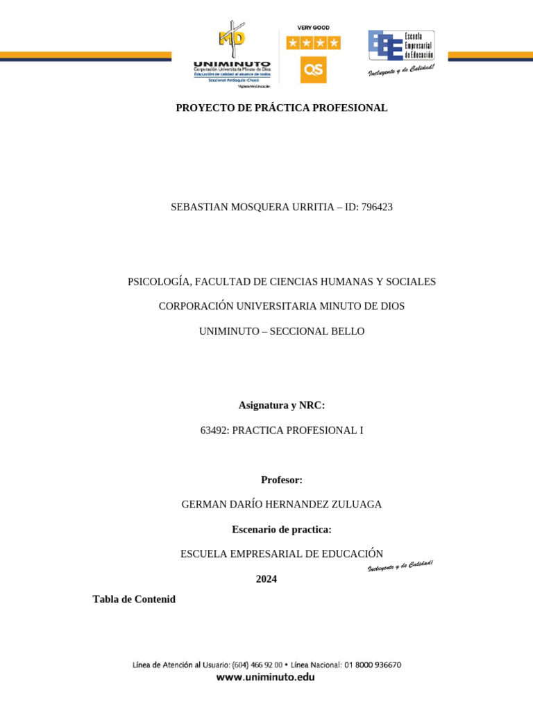 Proyecto de Practicas - Sebastian | PDF | Sicología