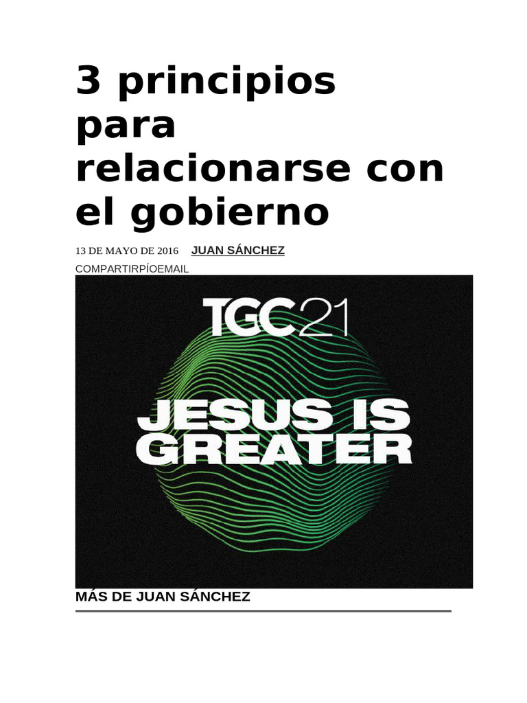 Tres principios cristianos sobre el gobierno | PDF