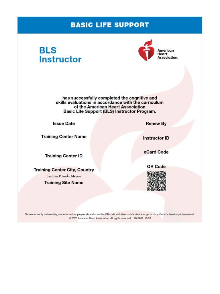 BLS Instructor Certification Details | PDF