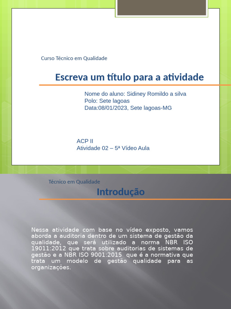 Atividade2 Complementar Sidiney | PDF | Qualidade (negócios) | Business