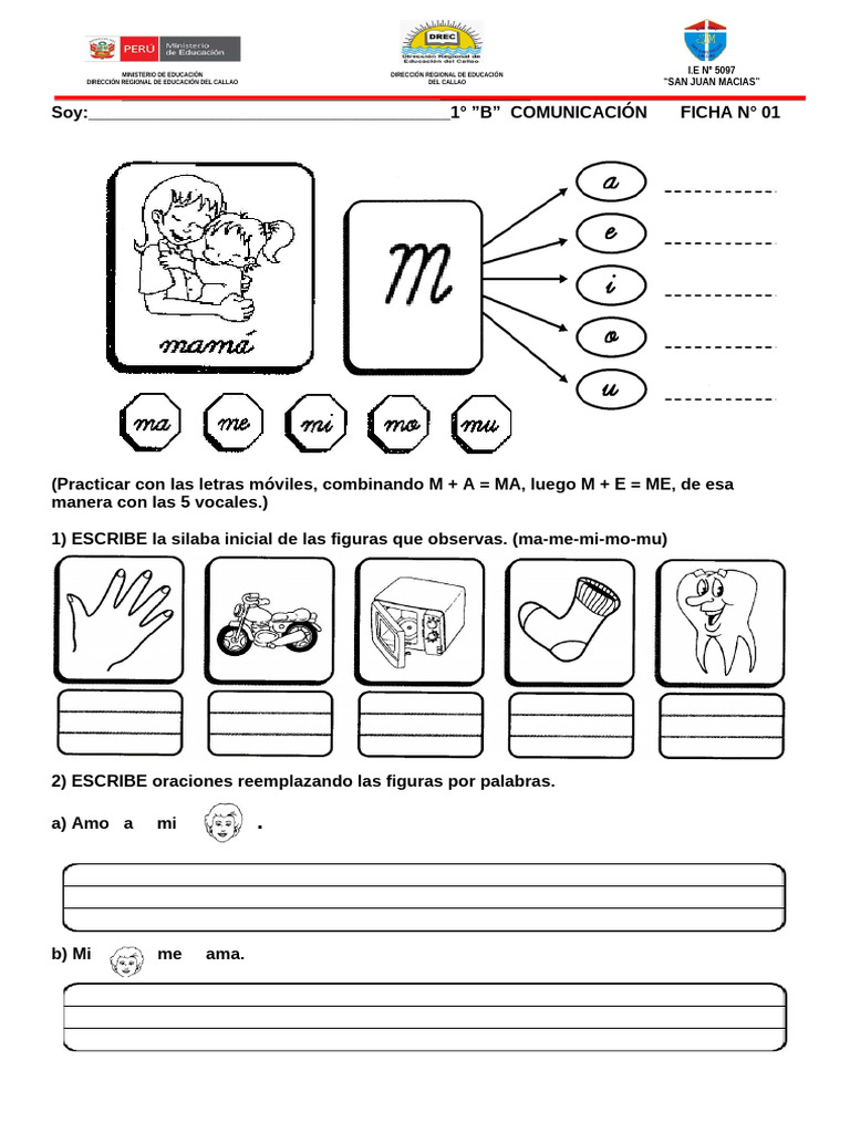 Actividades de práctica con la letra M | PDF