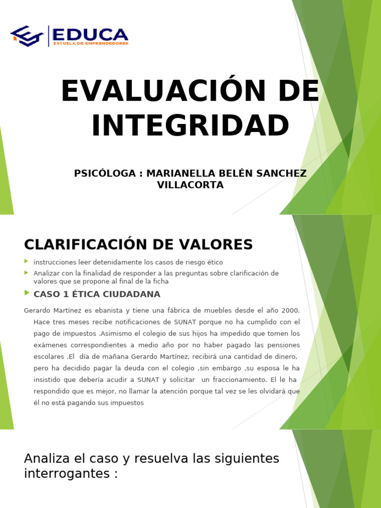 08.01.2024 - Evaluación de La Integridad Parte III B-1 | PDF | Derecho