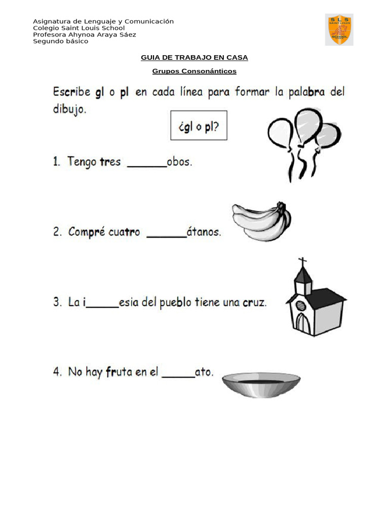 Guia Segundo Basico, Grupos Consonanticos | PDF