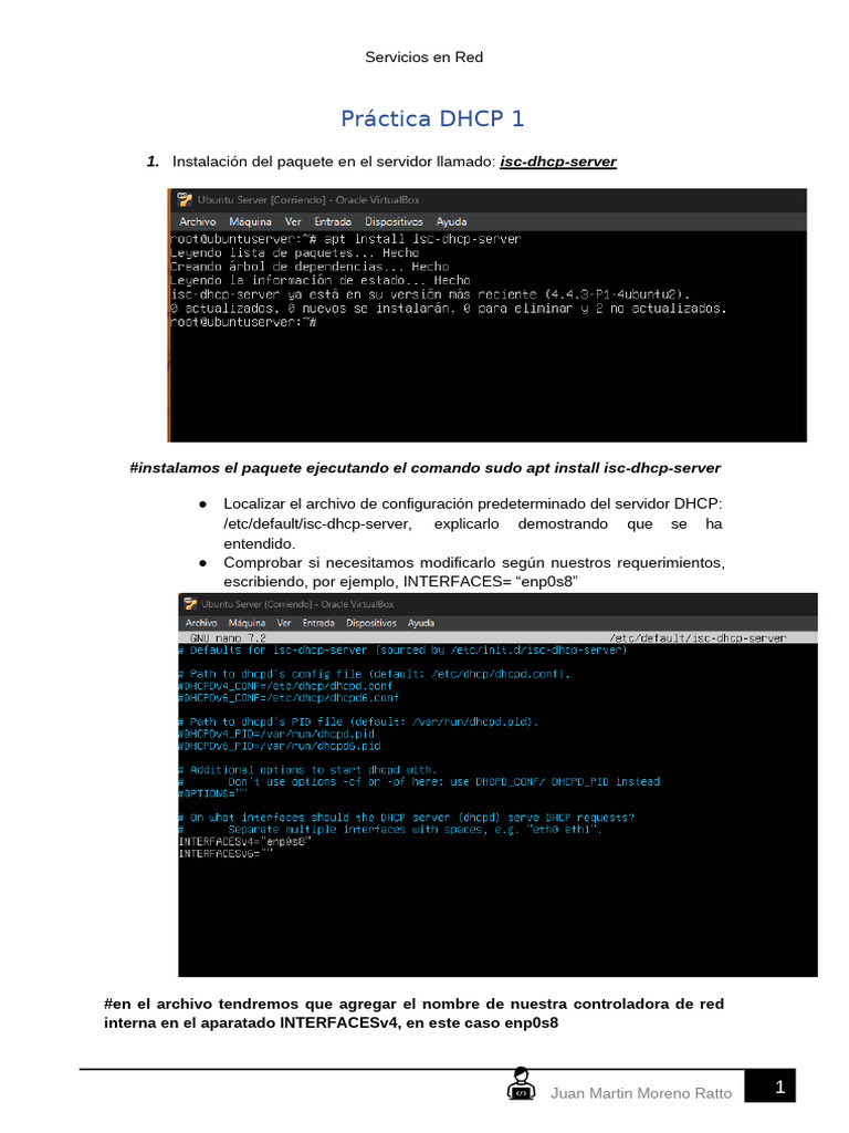 Practica_DHCP_Ubuntu | PDF | Dirección IP | Internet