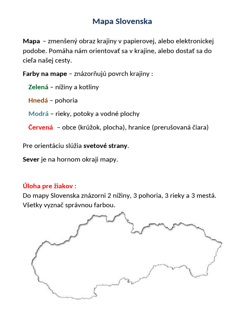 Mapa Slovenska - Poznámky K Učivu | PDF