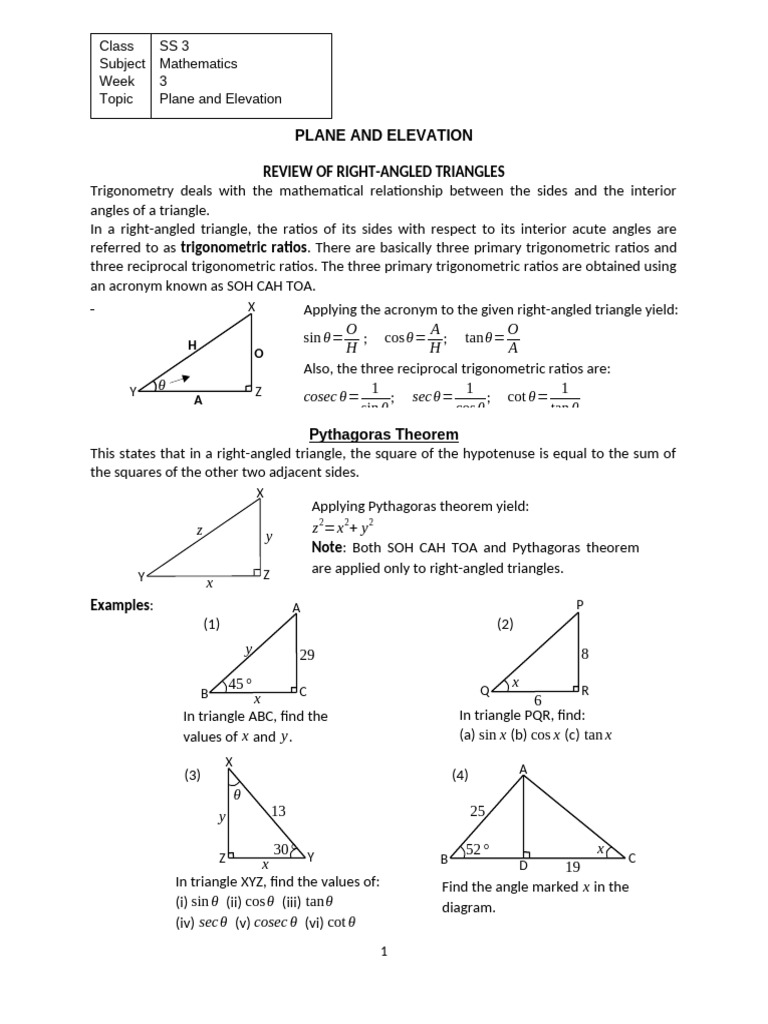 Plane & Elevation | PDF | Trigonometry | Triangle
