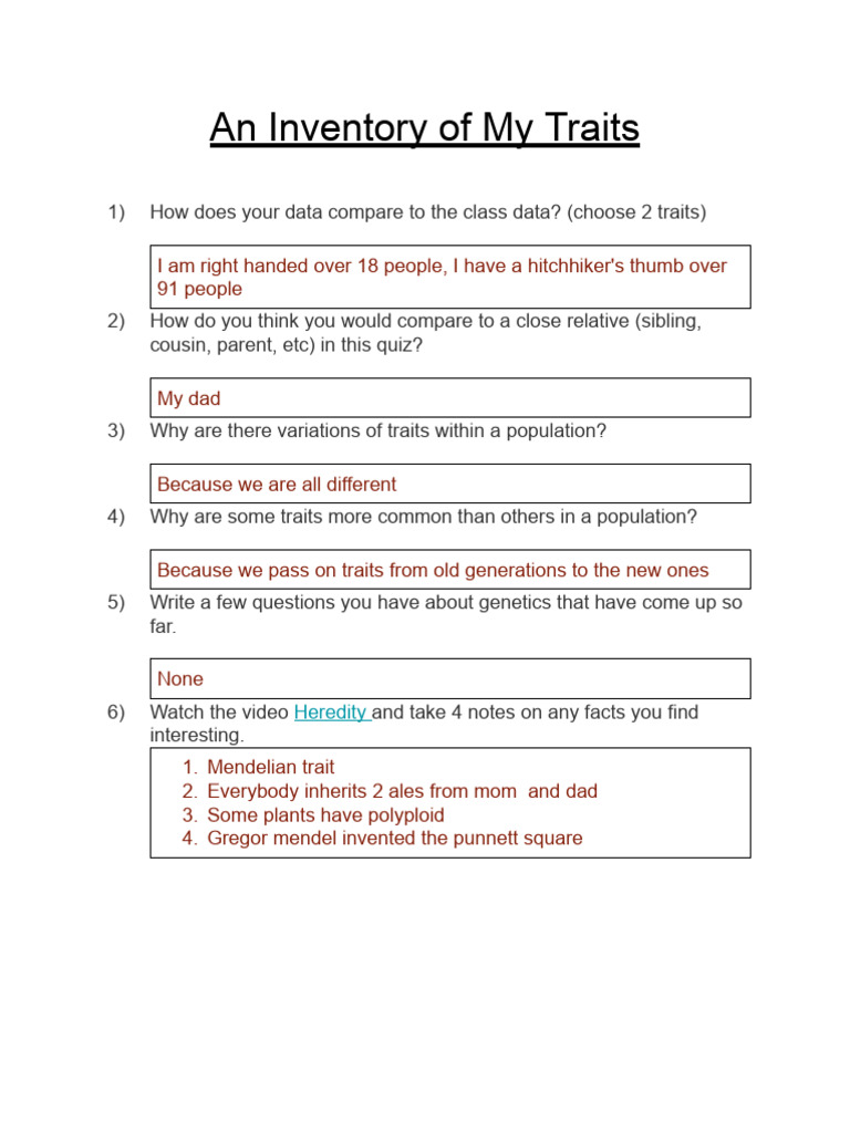 Valeria ValenzuelaAldeco - Inventory of My Traits Analysis | PDF | Wellness
