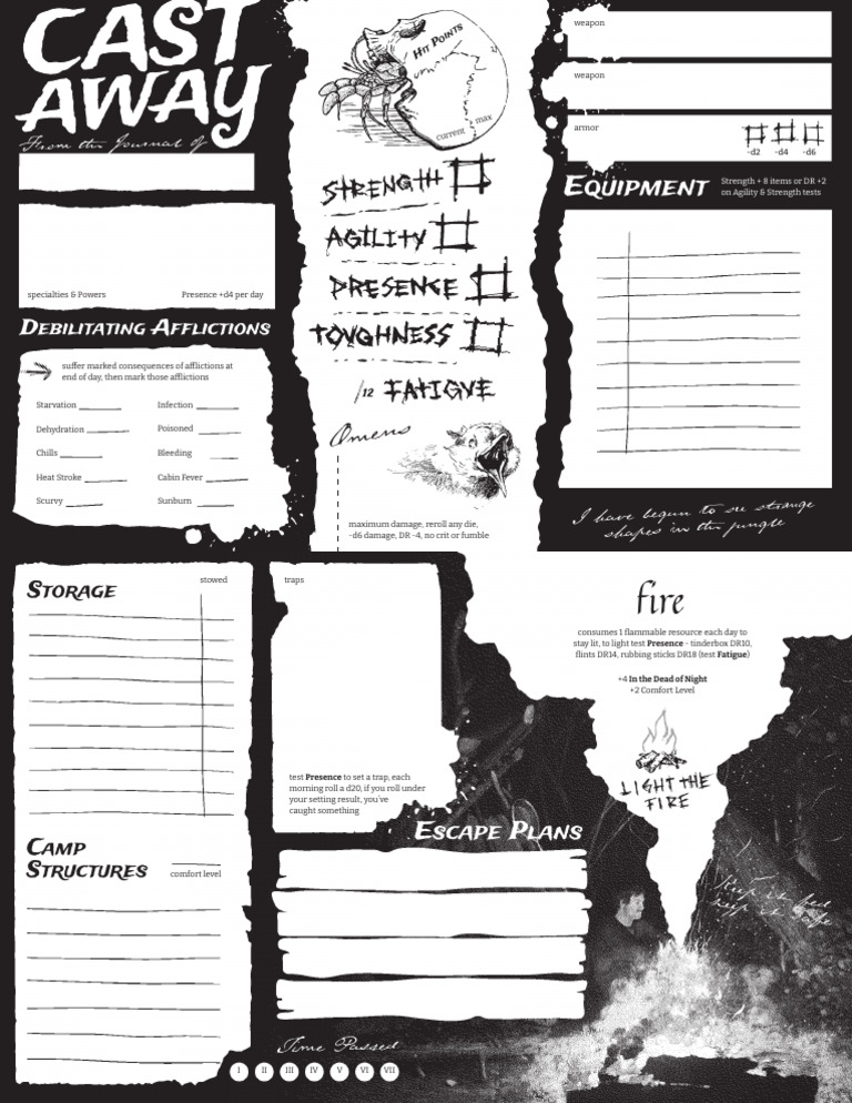 Castaway CharacterSheet V1-0 | PDF | Causes Of Death | Clinical Medicine