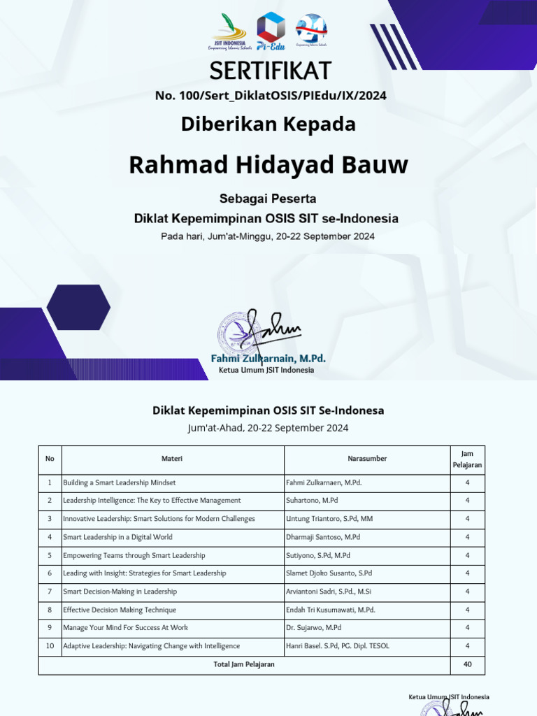 Sert Diklat Rahmad Hidayad | PDF