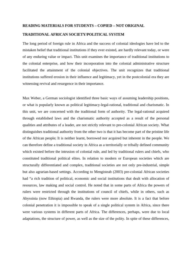 Reading Materials For Students (Copied) - 1 | PDF | Colonialism | Africa