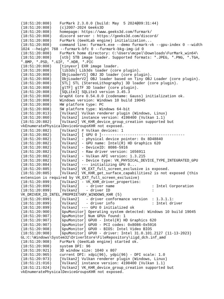 _furmark_log | PDF | Graphics Processing Unit | Device Driver