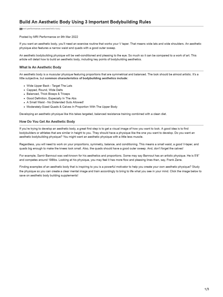 Build An Aesthetic Body Using 3 Important Bodybuilding Rules | PDF ...