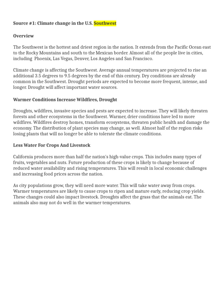 Valeria ValenzuelaAldeco - Unit 2 Main Idea Assessment | PDF | Drought | Climate Change