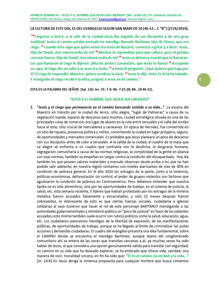 MR 10, 46-52 Jesus y El Hombre Que Desea Ser Liberado T5E47 | PDF