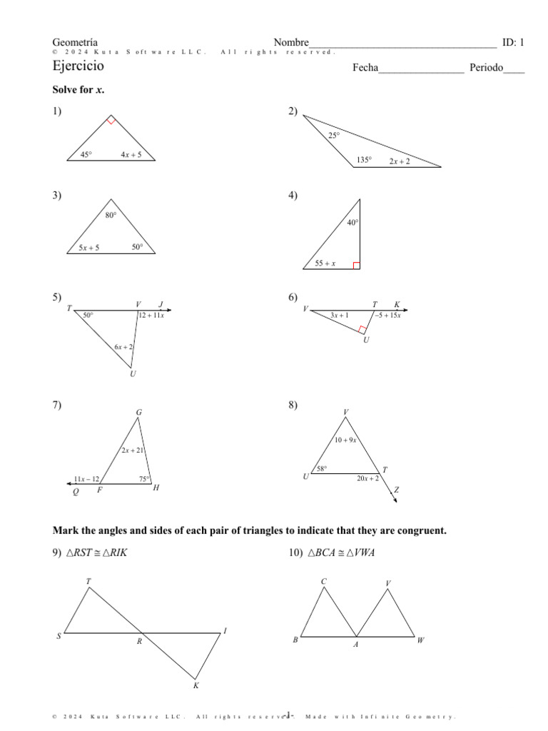 Ejercicios de Los Principales Teoremas de Triángulos | PDF | Geometría euclidiana | Geometría ...