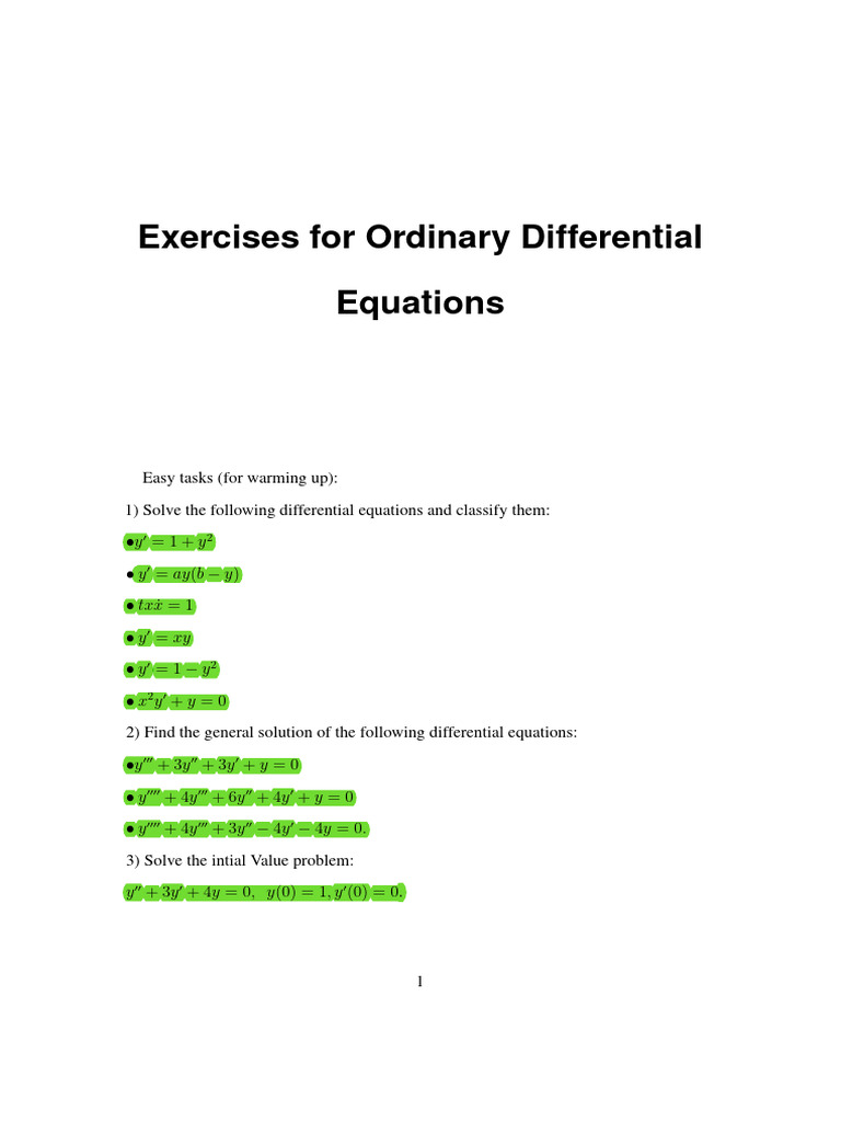 ODE exercice | PDF | Tangent | Ordinary Differential Equation